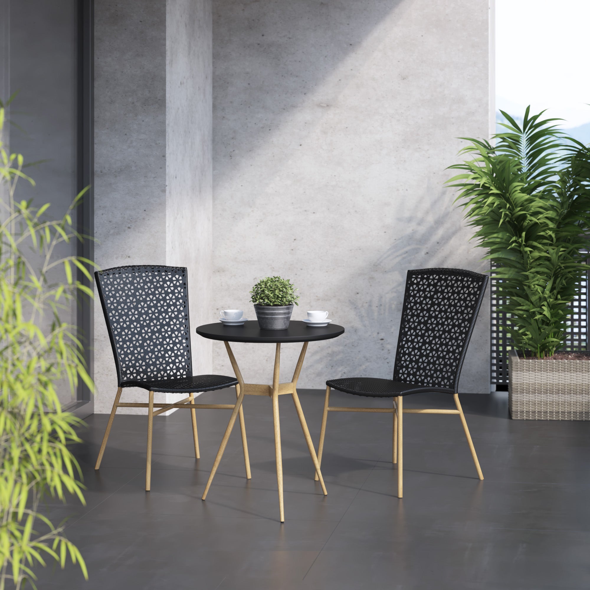 TK Classics 3 Piece Outdoor Dining Set with Tapered Legs – Twin Star Home
